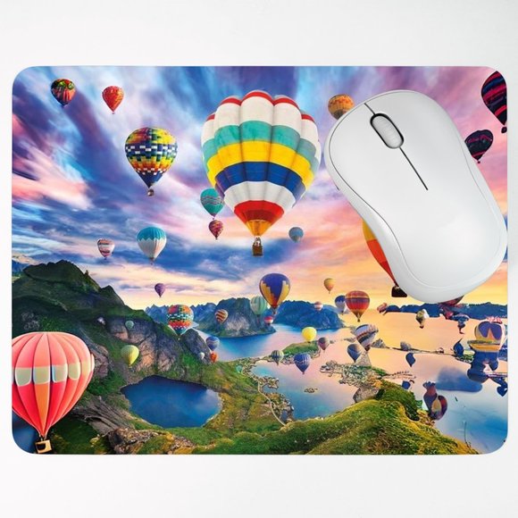 Office | Colorful Sky Hot Air Balloons Mouse Pad 24 X 2 X 02 Cm Nonslip ...